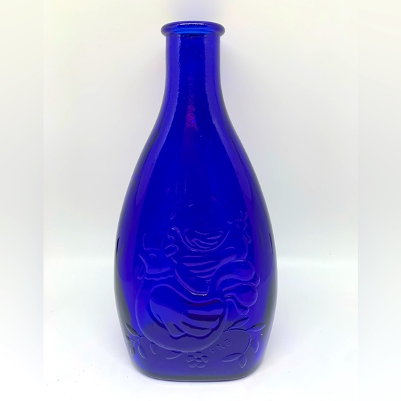 Vintage | Accents | Vintage 972 Cobalt Blue Seasons Greetings Flask ...
